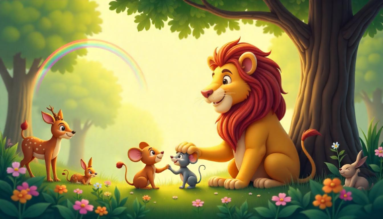 The Lion and the Little Mouse - An English Short Story for Kids ...